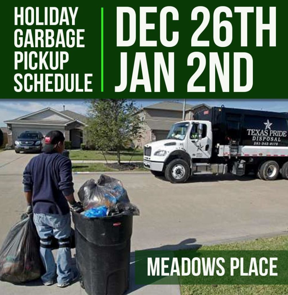 Holiday Schedule for Trash & Recycle Pickup | City of Meadows Place