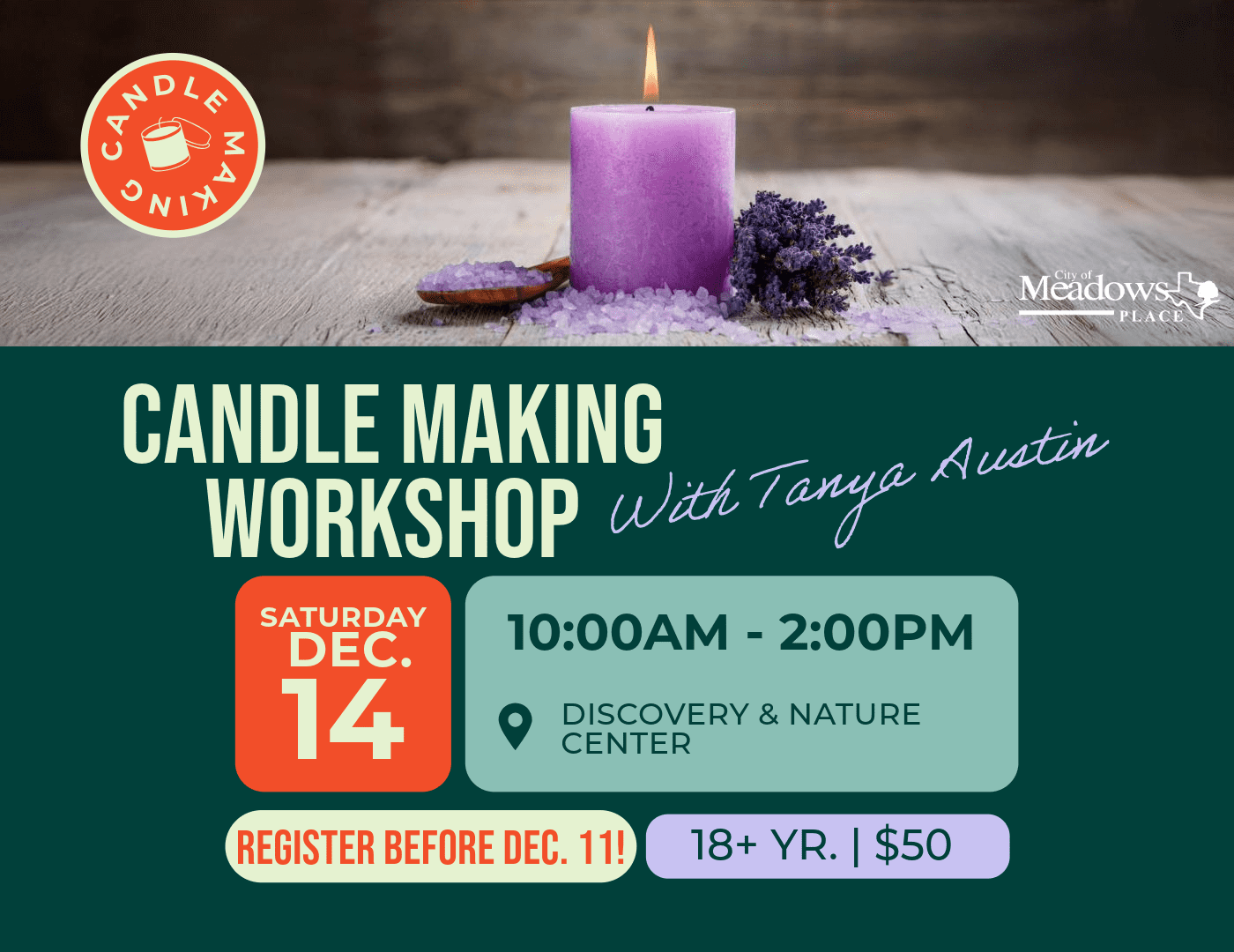 Register Today: Candle Making Workshop | City of Meadows Place