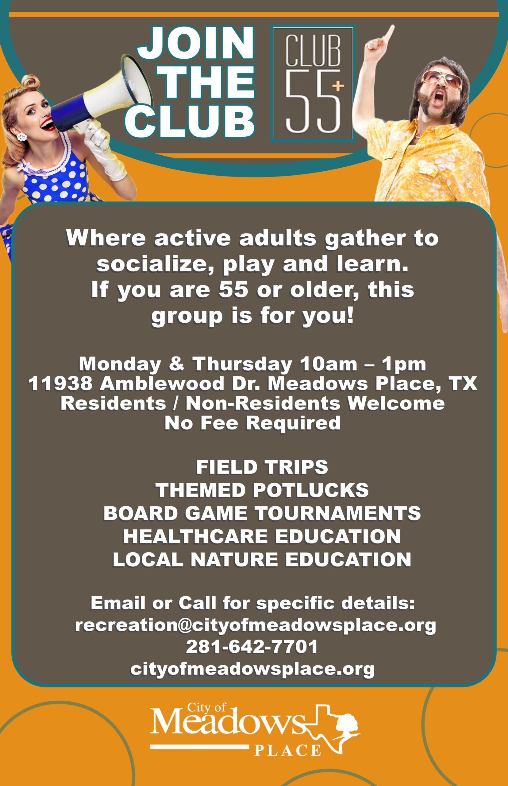 Active Adult 55+ Program | City of Meadows Place