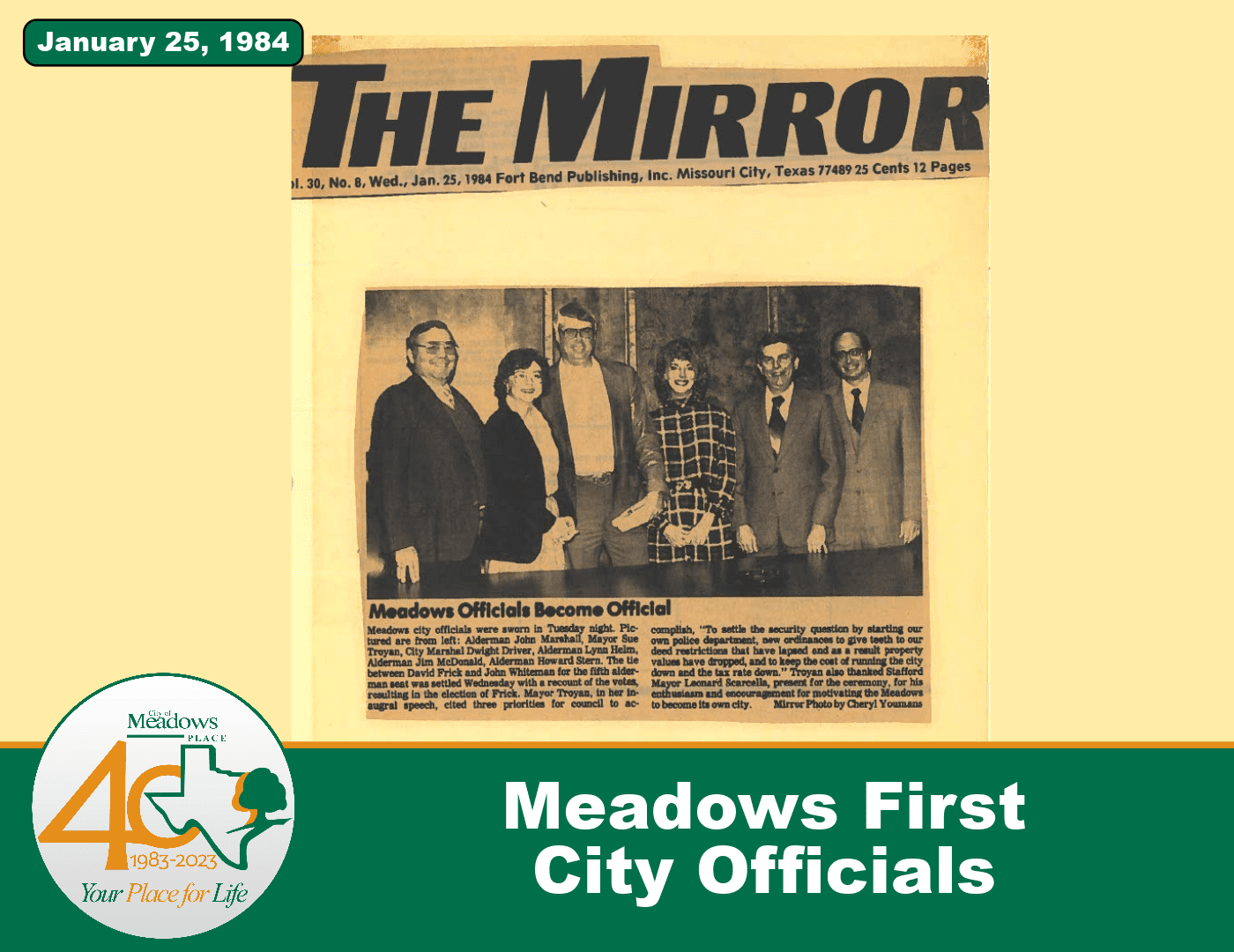 Meadows Place Celebrates 40 Years as a City! | City of Meadows Place