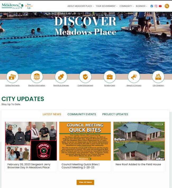 New Redesigned Website | City of Meadows Place